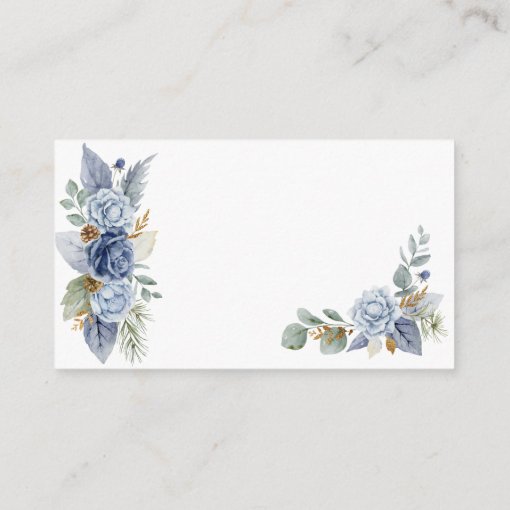 Blank DIY Greenery Dusty Blue Flower Enclosure Card | Zazzle