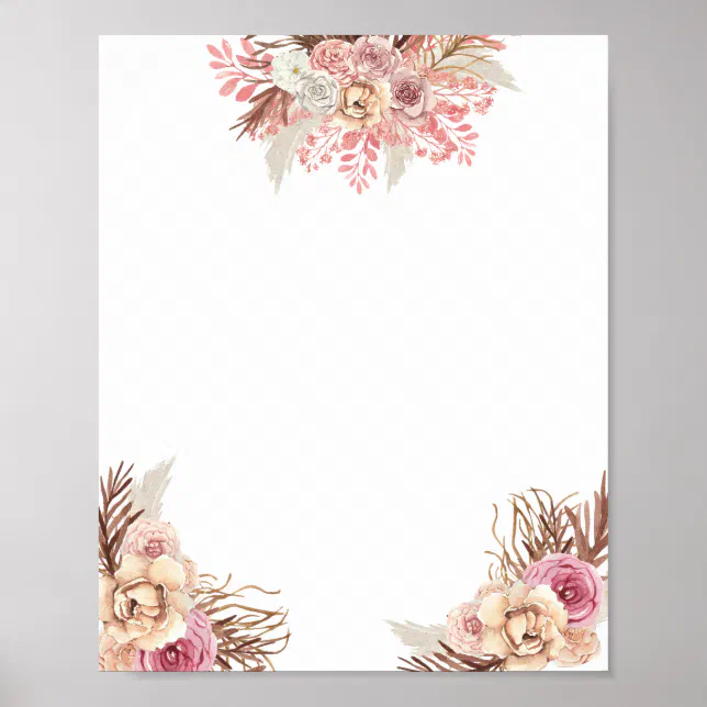 Blank DIY Modern Boho Dusty Rose Floral Poster | Zazzle