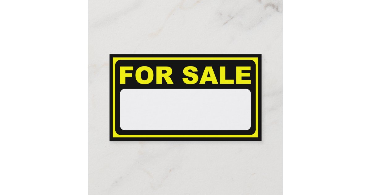 blank for sale sign business card | Zazzle