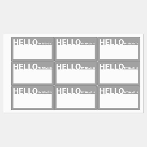 Blank Modern Hello My Name Is Grey Labels | Zazzle