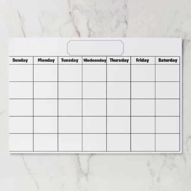 Blank Monthly Calendar Paper Pad | Zazzle