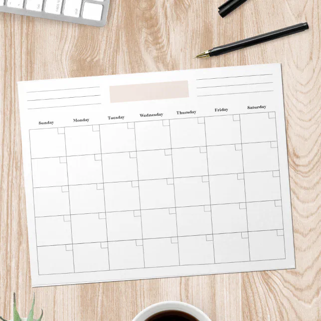 Blank Monthly Calendar Planner Notepad | Zazzle