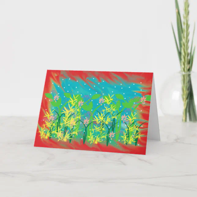 Blank Note Card, Fantasy Flower Garden Card | Zazzle
