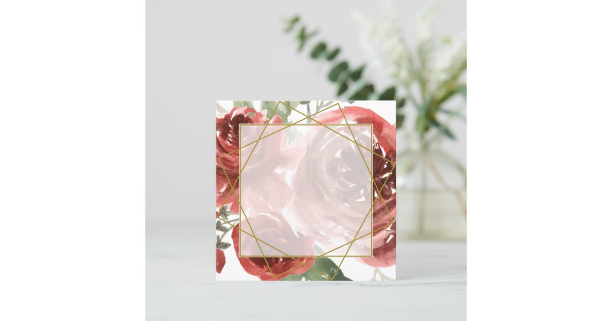 Blank Red rose and gold wedding Invitation | Zazzle