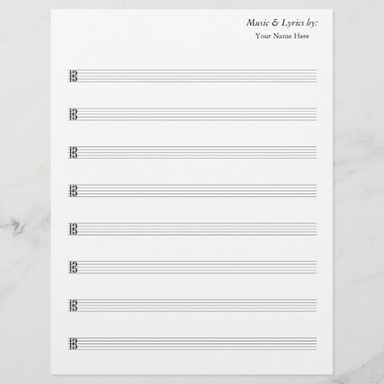 Blank Sheet Music 8 Stave Alto | Zazzle.com