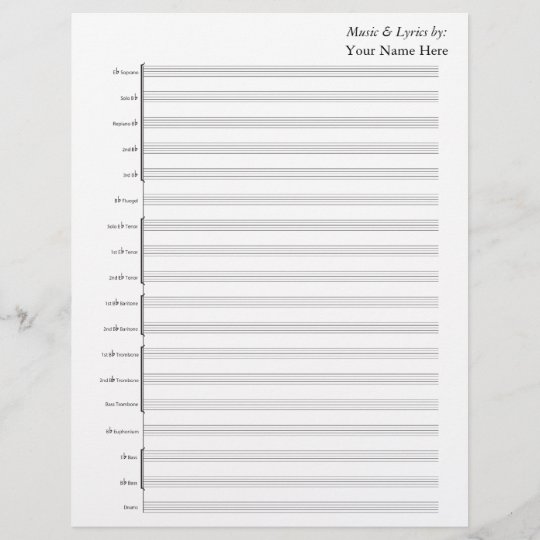 Blank Sheet Music Brass Band | Zazzle.com
