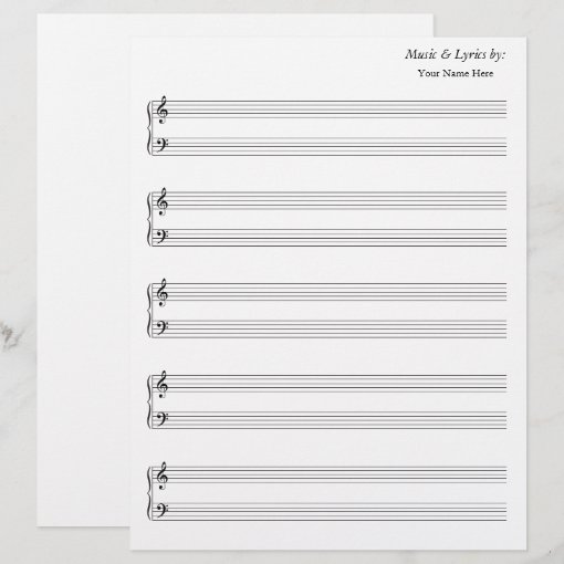 Blank Sheet Music Grand Staff Bass and Treble | Zazzle