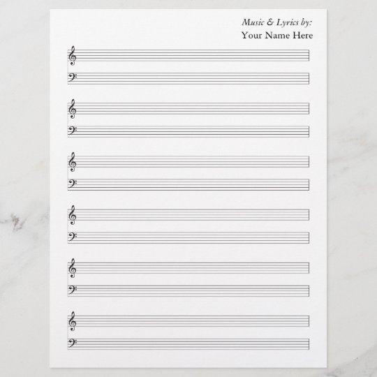 Blank Sheet Music Piano Staves | Zazzle.com