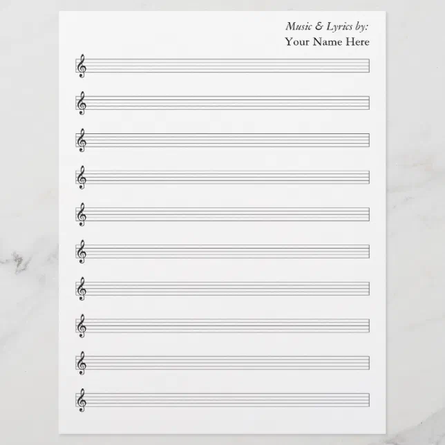 Blank Sheet Music Treble 10 Staves | Zazzle