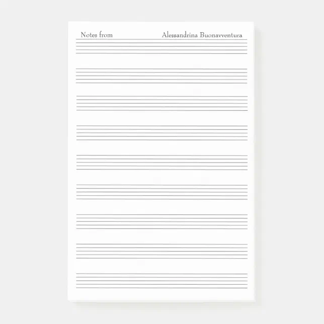 Blank Staff Music Note Paper Custom Name Option | Zazzle