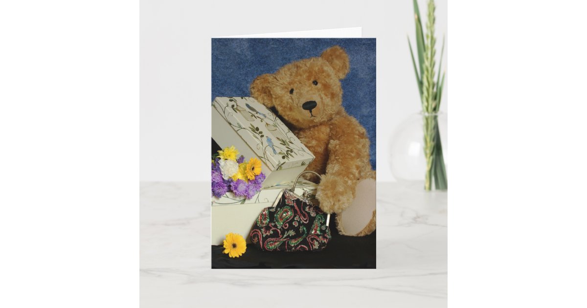 Blank Teddy Bear Note Card with real teddy bear | Zazzle