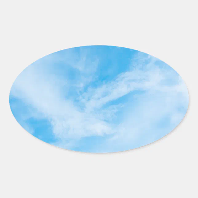 Blank Template Blue Sky Nature White Clouds Oval Sticker | Zazzle