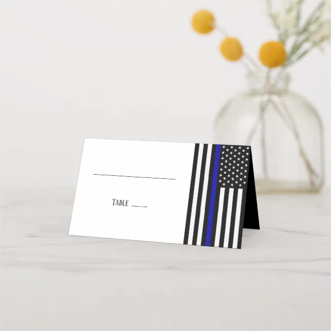 Blank Thin Blue Line Place Card | Zazzle