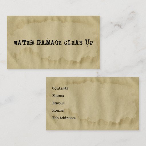Blank Vintage Water Stained Old Paper Flood Water Business Card | Zazzle