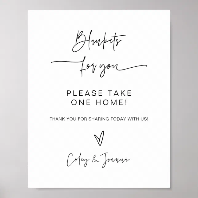 Blankets Wedding Sign Table Poster | Zazzle