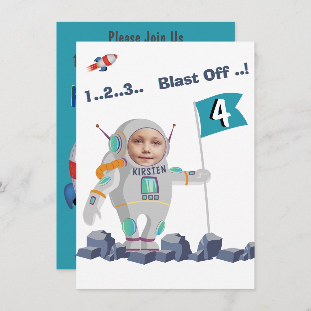 Blast Off Astronaut Photo Template Rocket Birthday | Zazzle