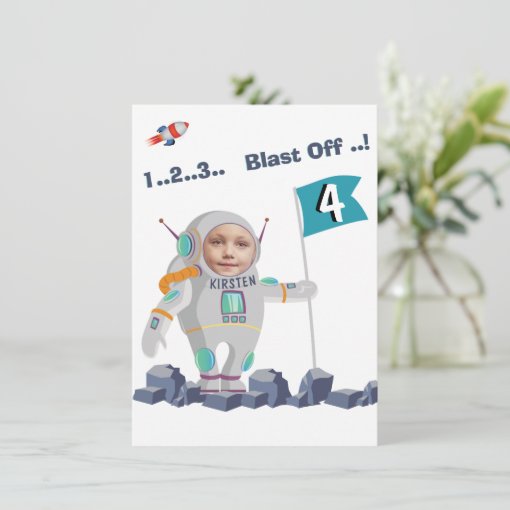 Blast Off Astronaut Photo Template Rocket Birthday | Zazzle