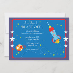 Blast Off Birthday Invitation | Zazzle