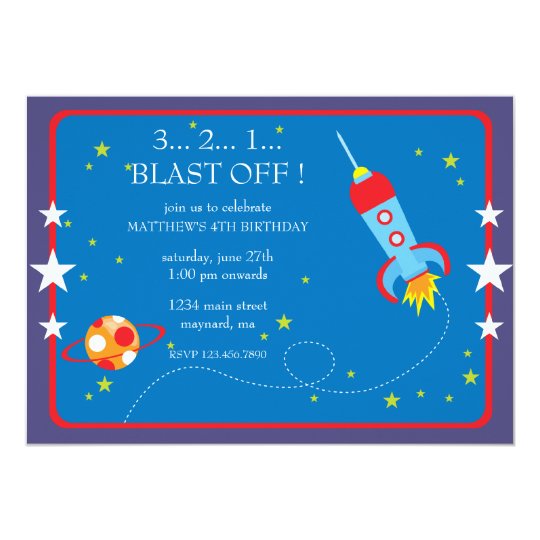 Blast Off Birthday Invitation | Zazzle.com