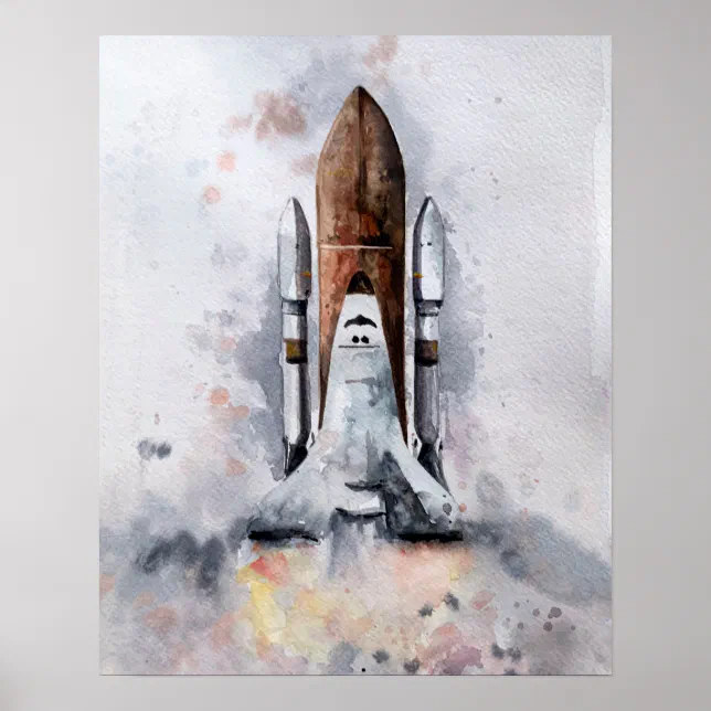 Blast Off Into Space "Rocket" Poster Print | Zazzle