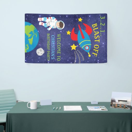 Blast Off Outer Space Birthday Banner | Zazzle Blast Off Outer Space Birthday Banner | Zazzle