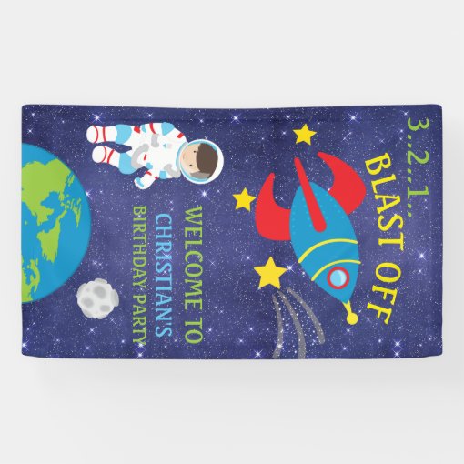 Blast Off Outer Space Birthday Banner | Zazzle Blast Off Outer Space Birthday Banner | Zazzle