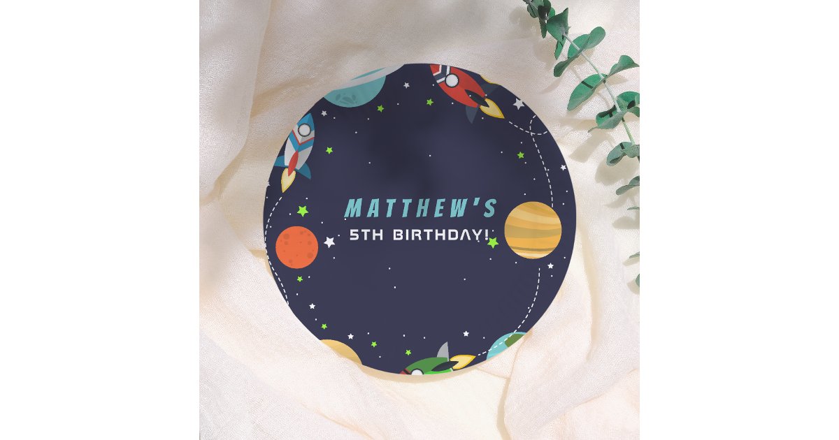 Blast Off! Outer Space Birthday Party Paper Plates | Zazzle
