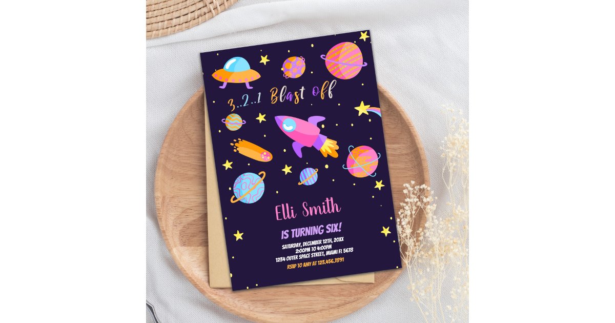 Blast Off Party Theme for Kids Invitation | Zazzle