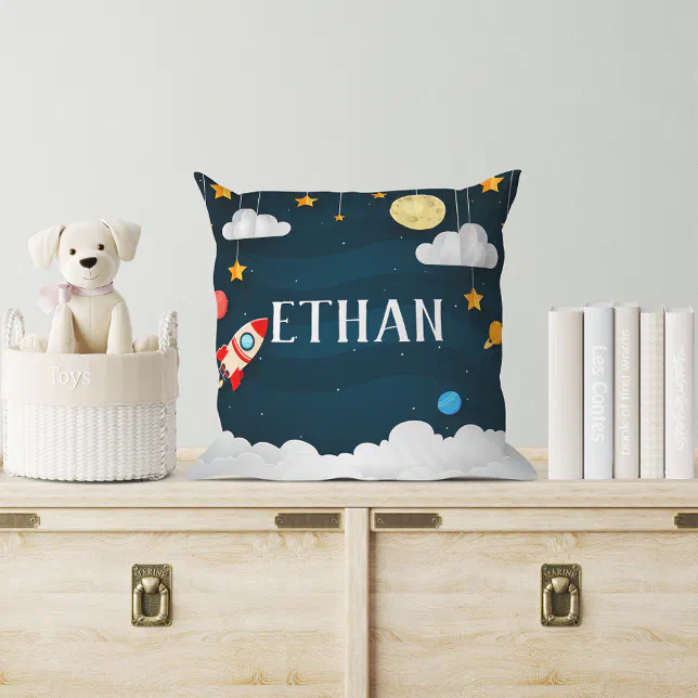 Blast Off | Personalized Outer Space Throw Pillow | Zazzle Blast Off | Personalized Outer Space Throw Pillow | Zazzle