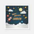 Blast Off Personalized Space Theme Birthday Party Napkins | Zazzle