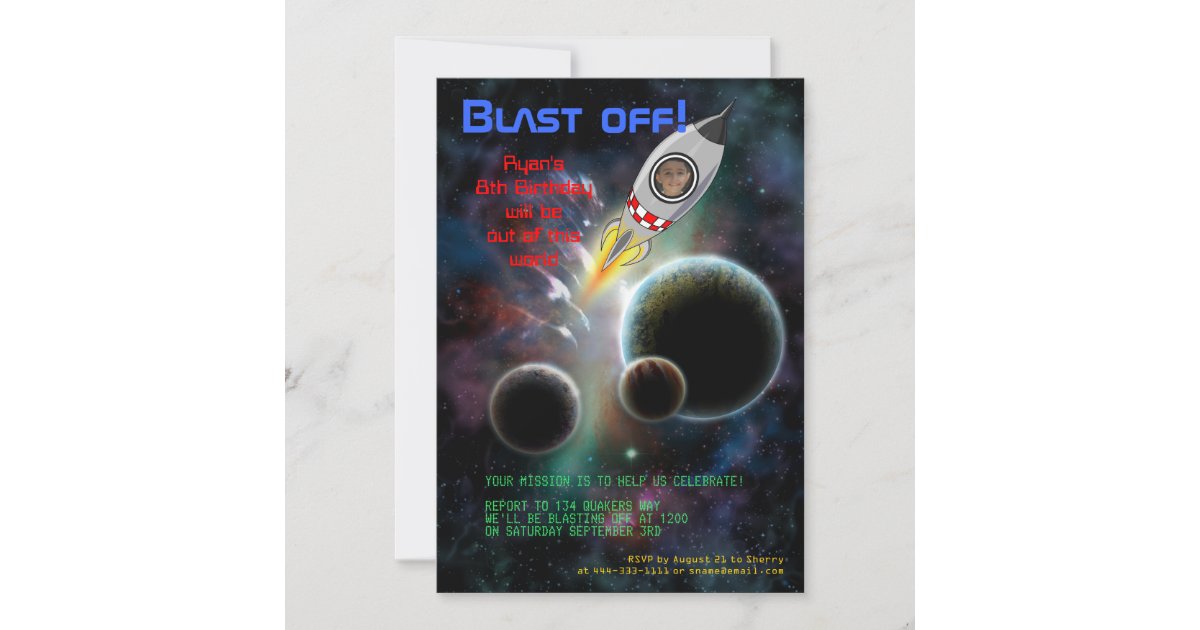 Blast Off! Rocket Birthday Invitation | Zazzle