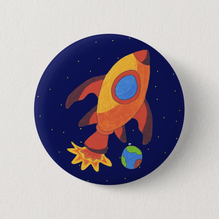 Blast Off Rocket Ship Button | Zazzle.com