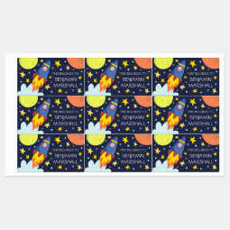 Blast Off | Rocket Ship Personalized Kids' Labels | Zazzle