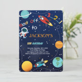 Blast Off Space Birthday Invitation | Zazzle