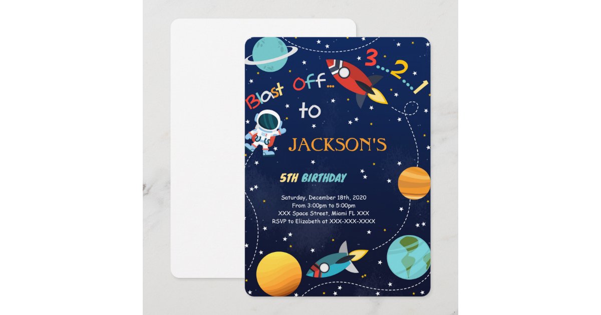 Blast Off Space Birthday Invitation | Zazzle