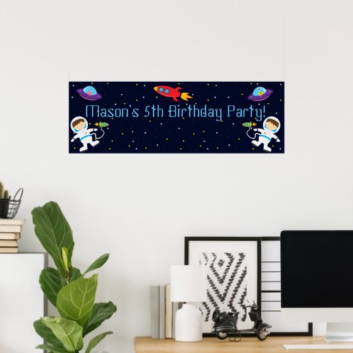 Blast Off Space Birthday Party Poster | Zazzle