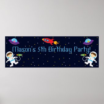 Blast Off Space Birthday Party Poster | Zazzle