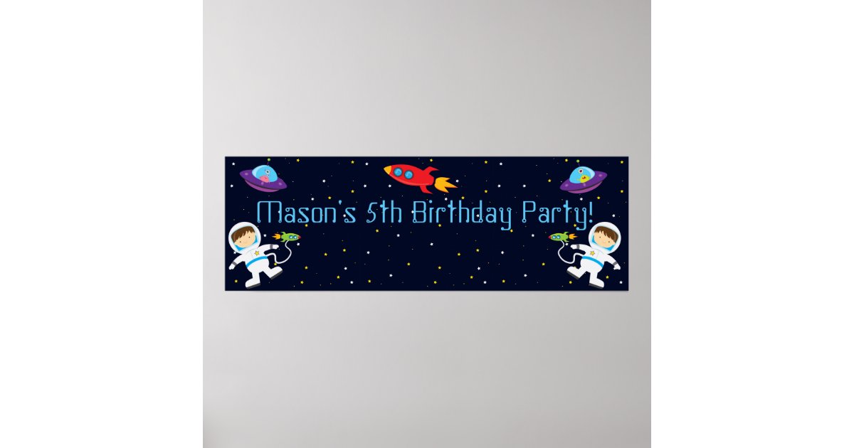 Blast Off Space Birthday Party Poster | Zazzle