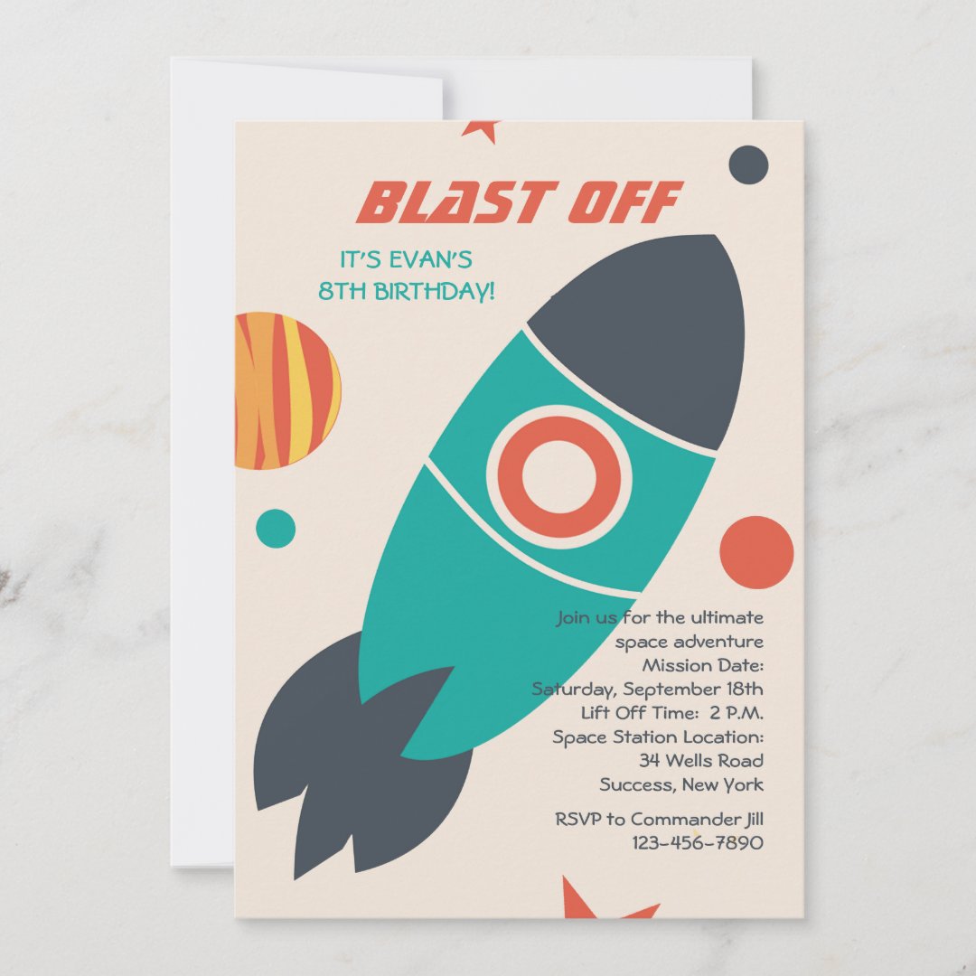 Blast Off Space Invitation | Zazzle