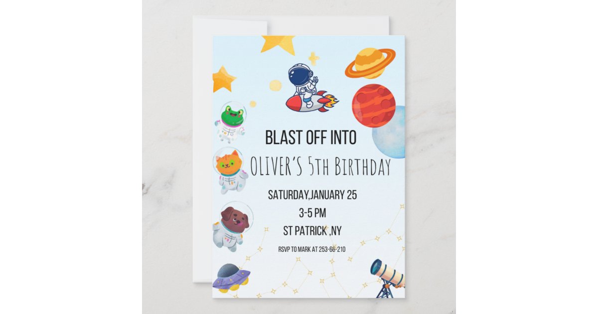 Blast Off Space Theme ,Birthday Party Invitation | Zazzle