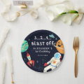 Blast Off Space Theme Birthday Party Paper Plates | Zazzle