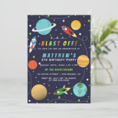 Blast Off! Space Themed Birthday Party Invitation | Zazzle