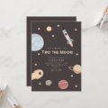 Blast Off Two the Moon Kids Space Birthday Invitation | Zazzle