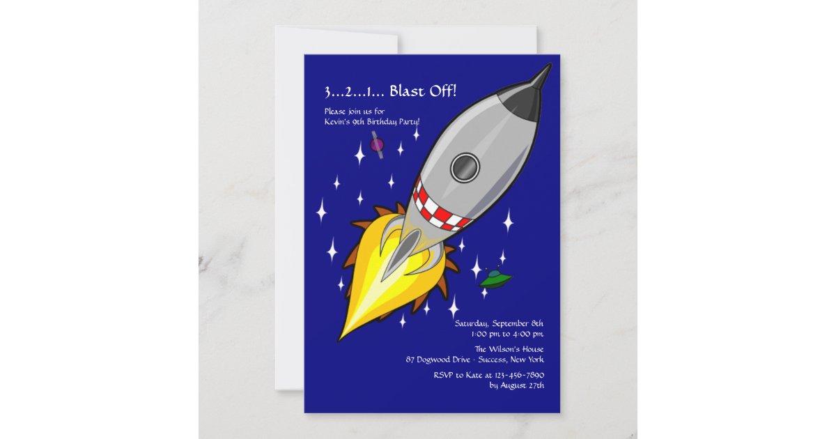 Blasting Off Birthday Party Invitation | Zazzle