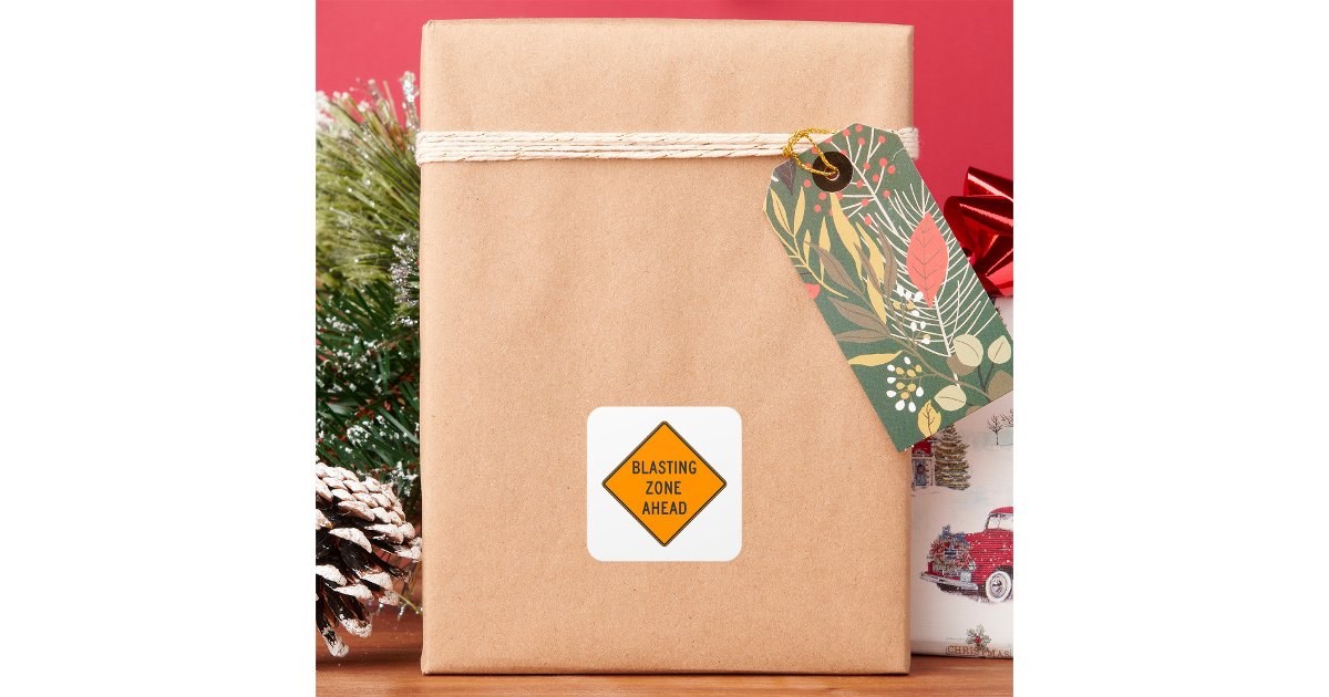 Blasting Zone Ahead Warning Sign Safety Square Sticker | Zazzle