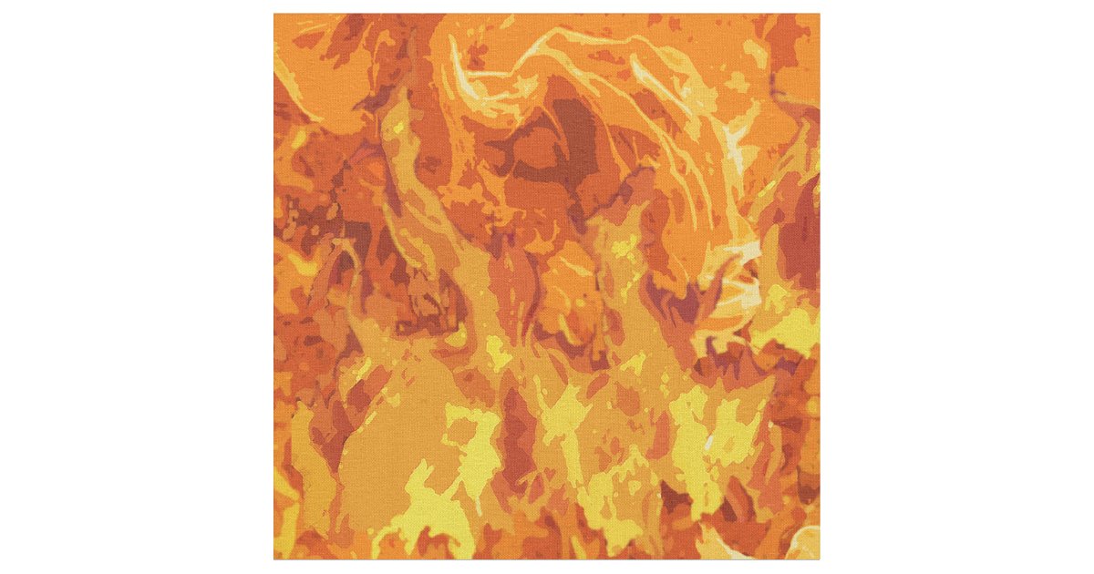 Blazing Fire Pattern Fabric | Zazzle