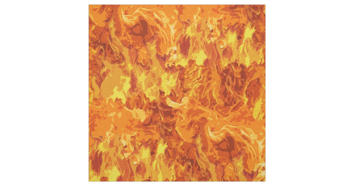 Blazing Fire Pattern Fabric | Zazzle