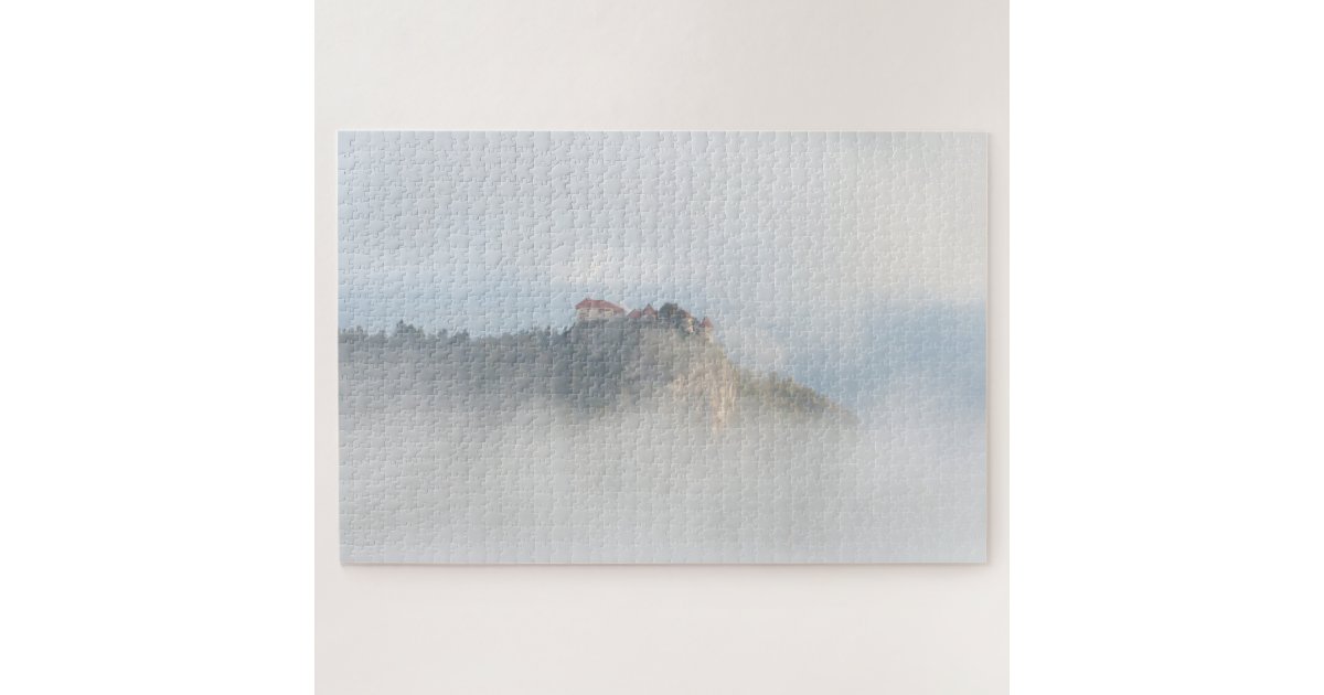 Bled castle surrounded by clouds jigsaw puzzle | Zazzle