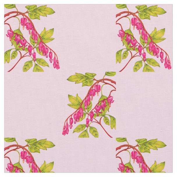 Bleeding Hearts in the Rain Fabric | Zazzle