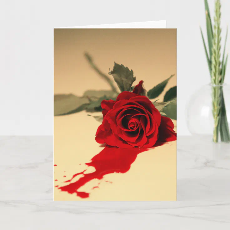 Bleeding Red Rose Greeting Card | Zazzle